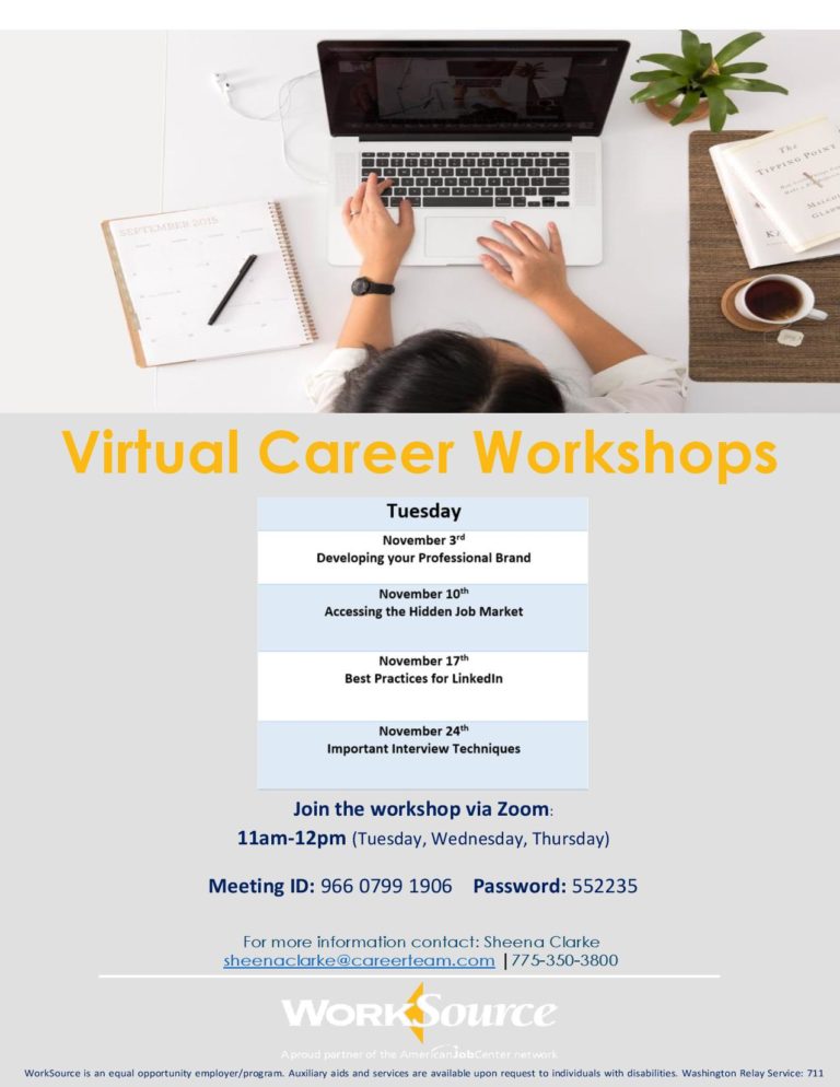 Virtual Career Workshops - November 2020 – WorkSource Pierce